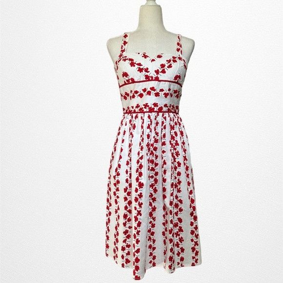 Vintage Vintage R&K Retro Red Floral Fit/Flare Midi Dress | Grailed Vintage Vintage R&K Retro Red Floral Fit/Flare Midi Dress | Grailed