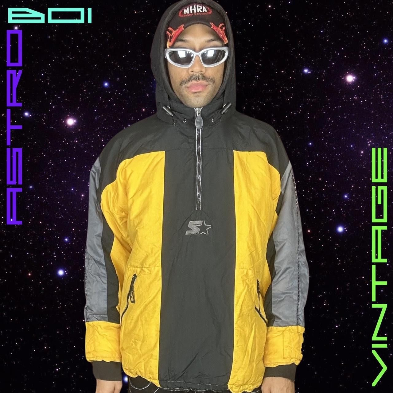 Starter × Vintage VINTAGE STARTER YELLOW & BLACK PUFFER JACKET | Grailed