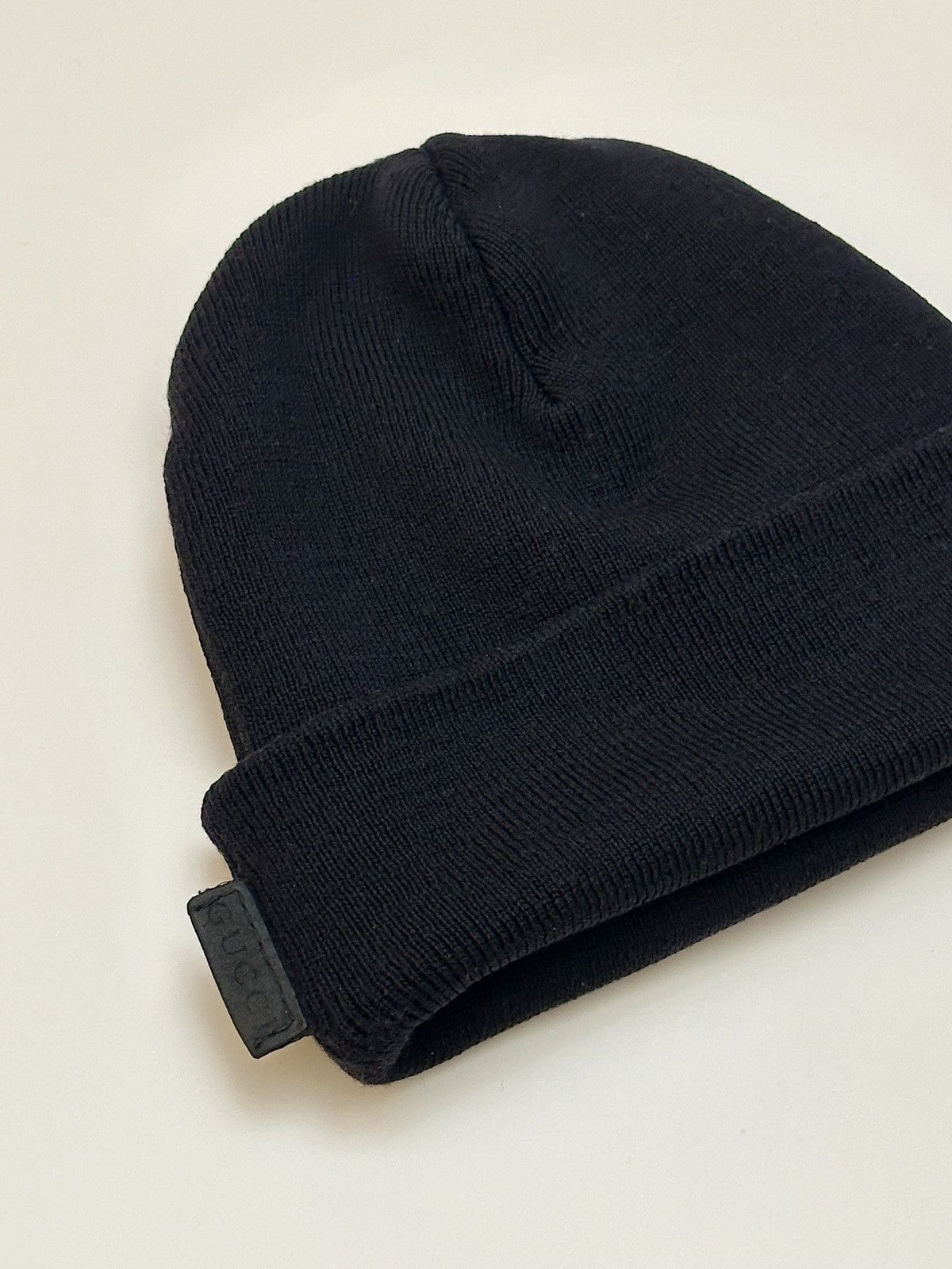Gucci × Tom Ford × Vintage GUCCI FW99 Logo Wool Stretch Beanie Hat ...