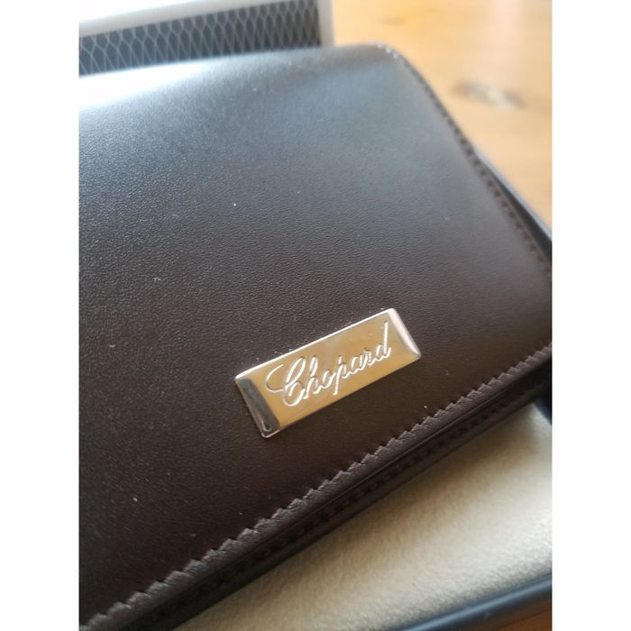 Chopard Chopard Brown Leather Bifold ID Card Holder Wallet | Grailed