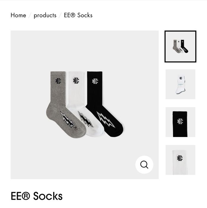 Eric Emanuel Eric Emanuel lightning bolt socks 3 pack grey white black ...