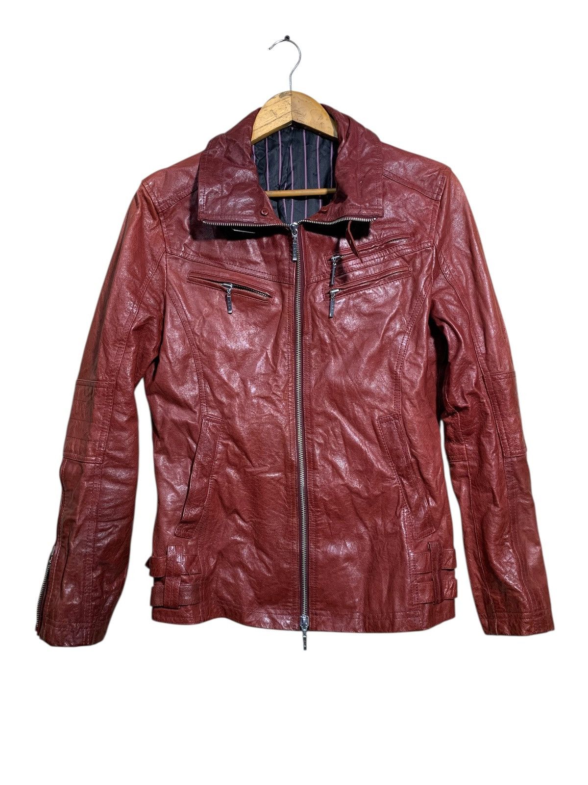 Japanese Brand 🔥A.S.M LEATHER BIKER JACKETS BURGUNDY | Grailed