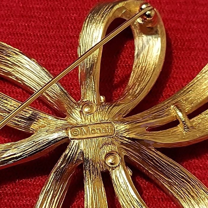 Monet Vintage Monet Gold Tone Ribbon Bow Brooch Pin | Grailed