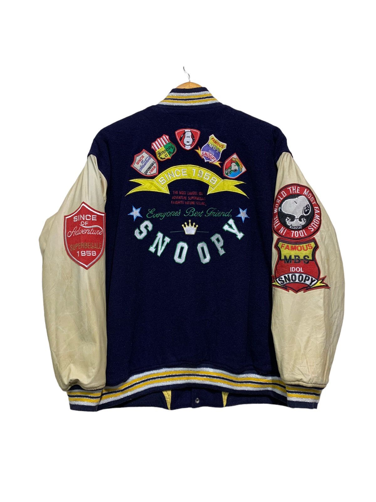 Anima × Peanuts × Varsity Jacket 🔥RARE SNOOPY CHARACTER WOOL VARSITY ...
