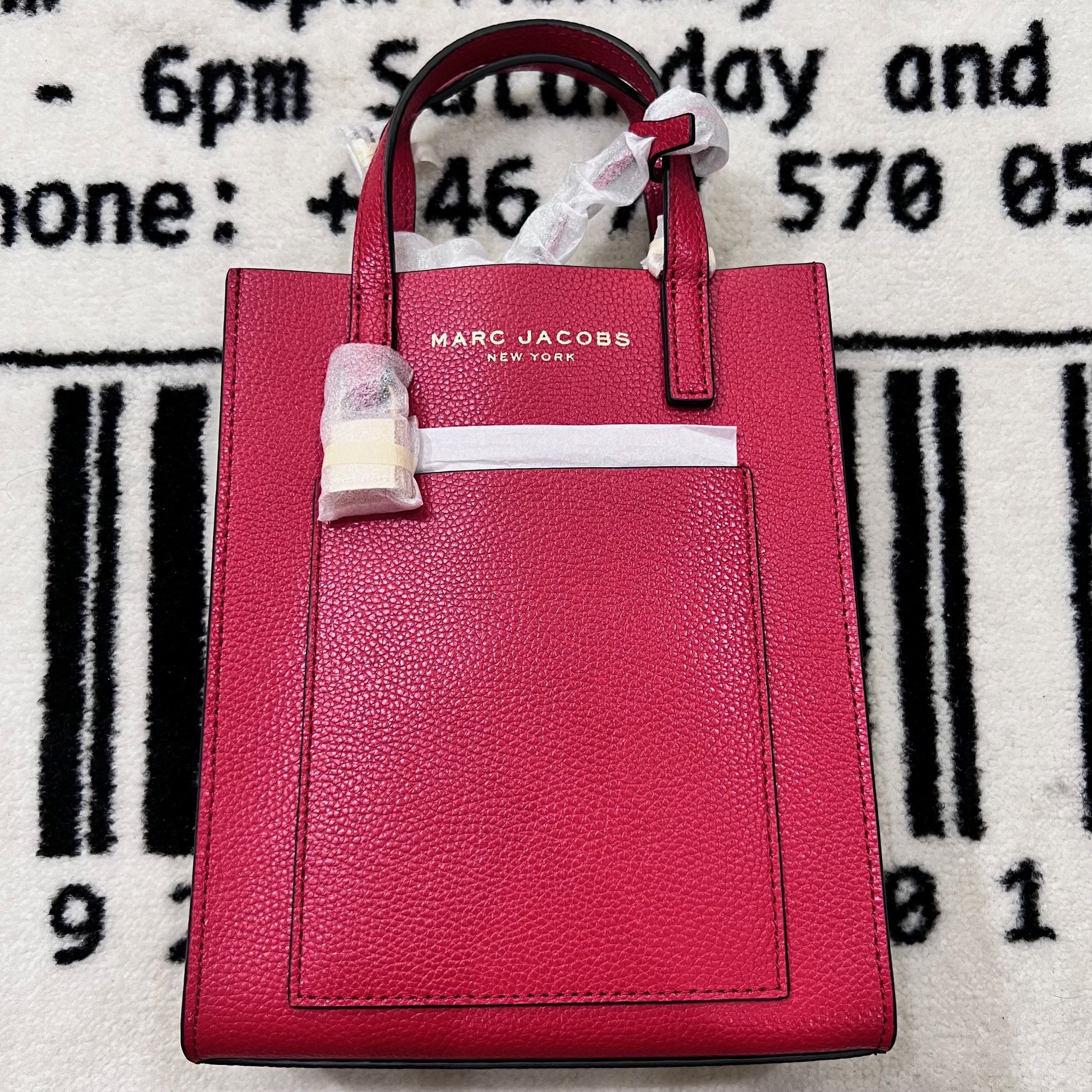 Marc Jacobs Marc Jacobs Mini Pebbled Leather Tote Crossbody Bag Red ...