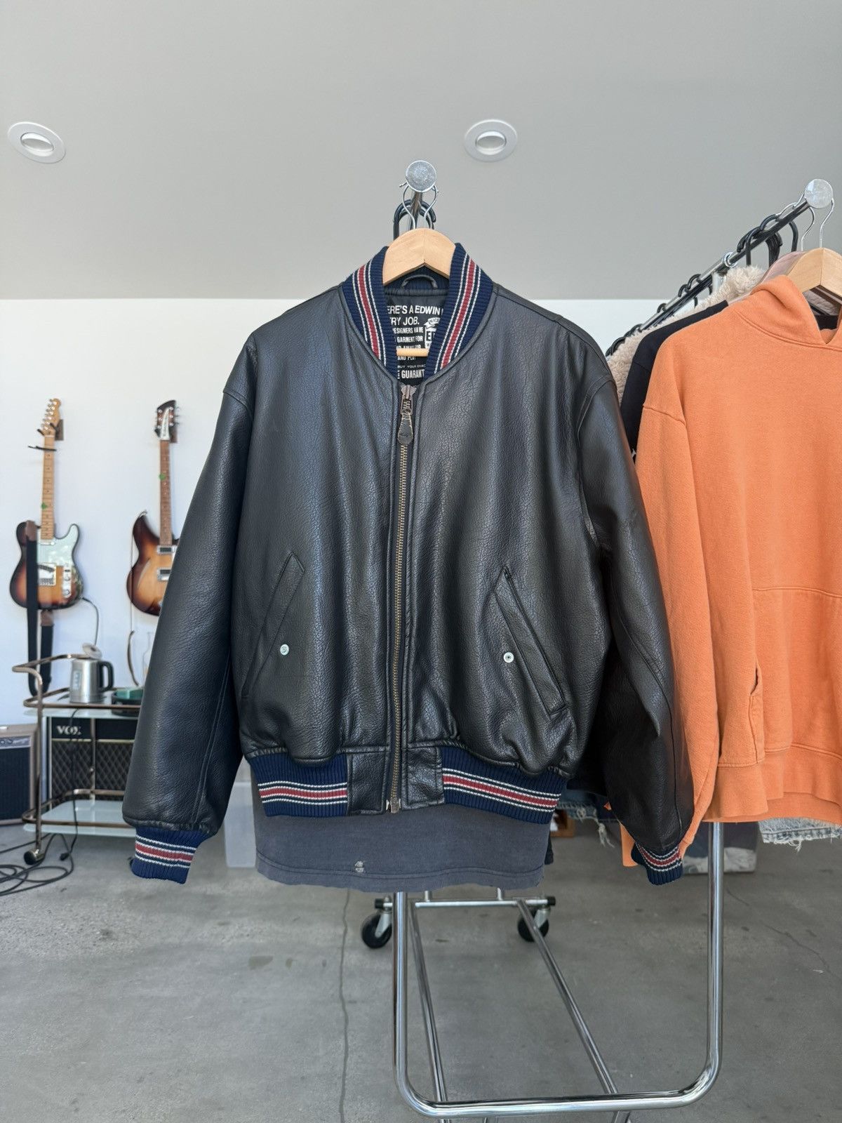 Edwin EDWIN LEATHER BOMBER JACKET | Grailed
