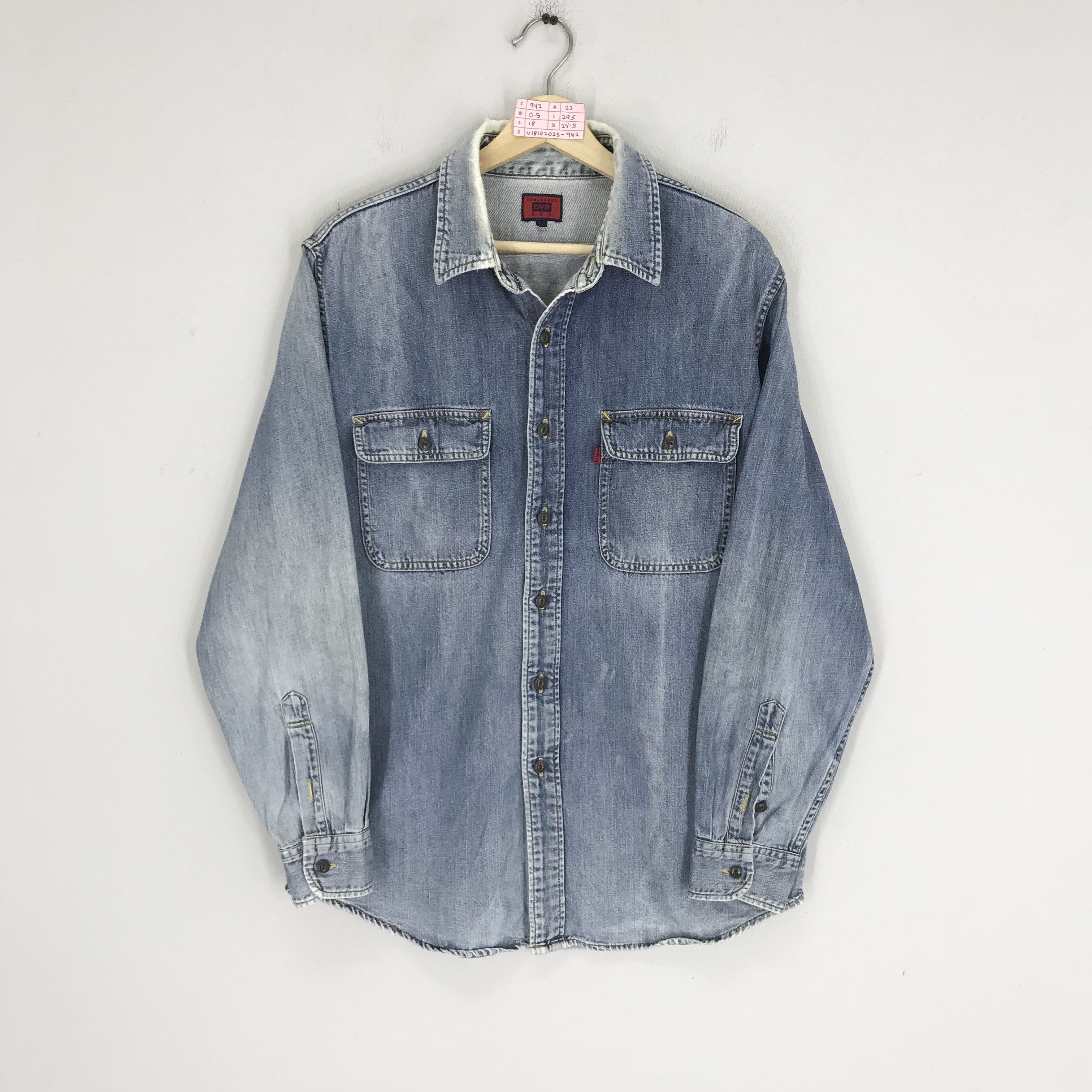 Denim Jacket × Edwin × Vintage Vintage Edwin Denim Jeans Workers Shirt Edwin Stone Wash | Grailed