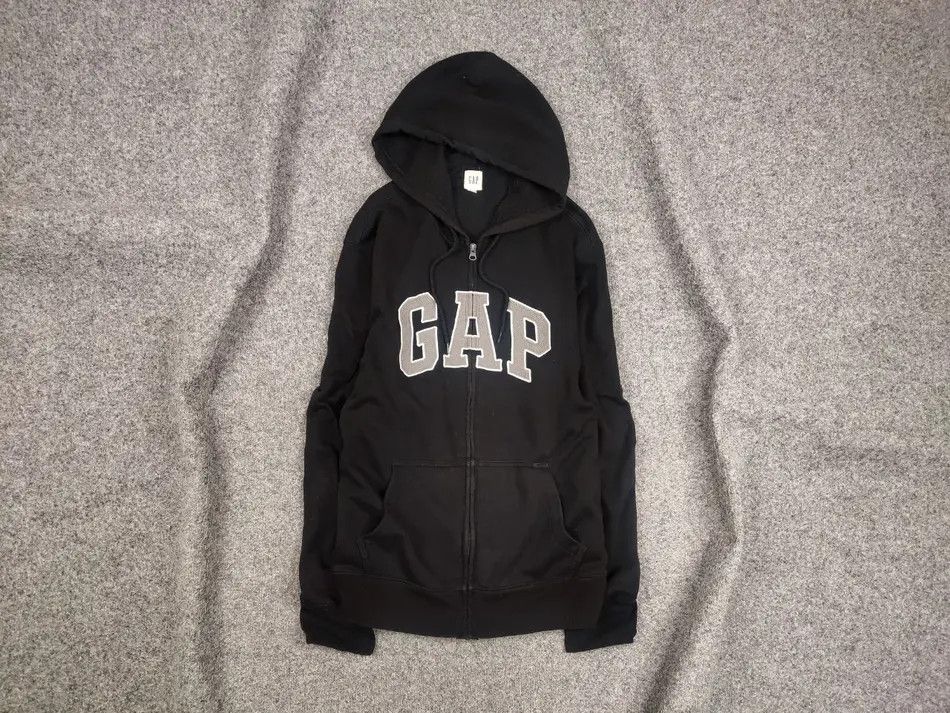 Gap × Streetwear × Vintage Vintage Gap Black Logo Classic Zip Hoodie Y2K Hype Style | Grailed