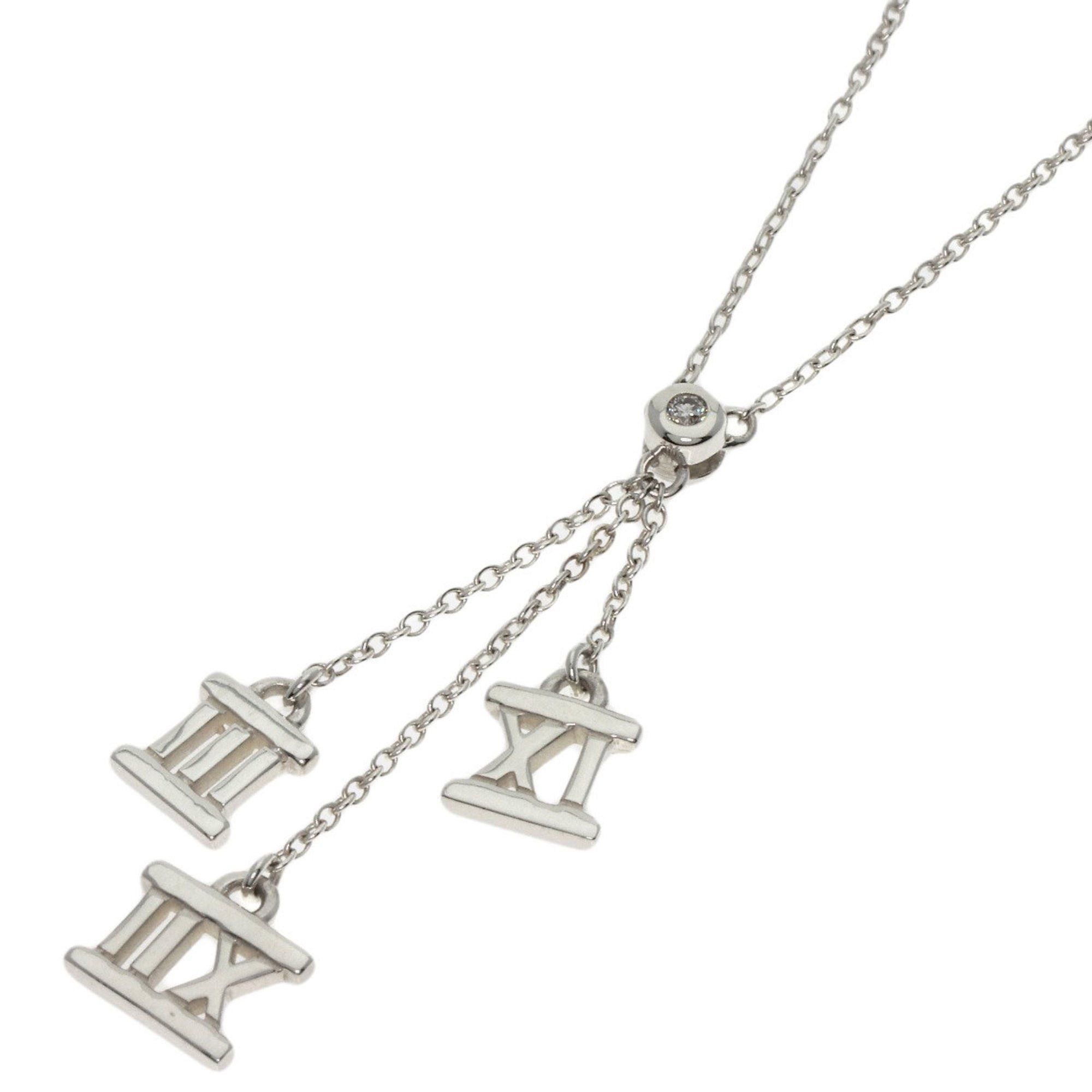 Tiffany & Co. Tiffany Atlas 3 Symbols 1P Diamond Necklace Silver Women ...