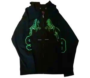 Drain Gang × Sad Boys Bladee Green Lion Zip Hoodie | Grailed