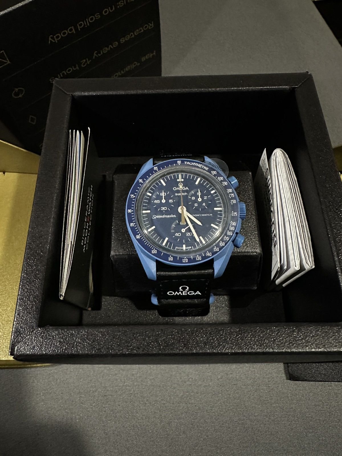 Omega × Swatch Swatch Omega Speedmaster Moonshine Neptune | Grailed