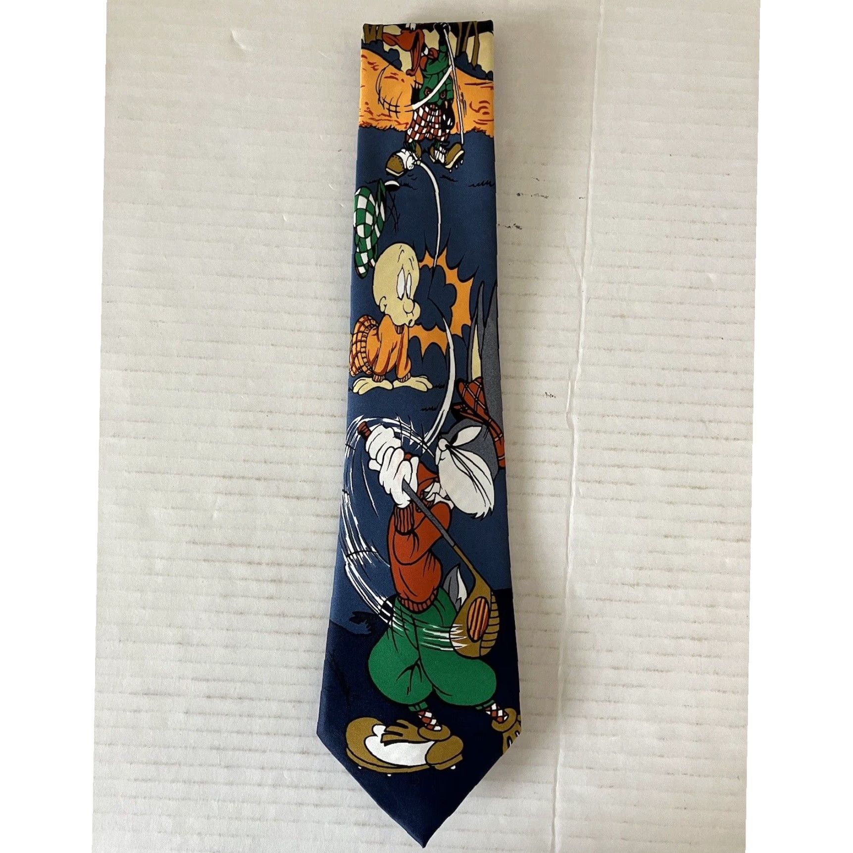 Vintage Silk Satin Men's Necktie Featuring Looney Tunes Golf Cartoon ...
