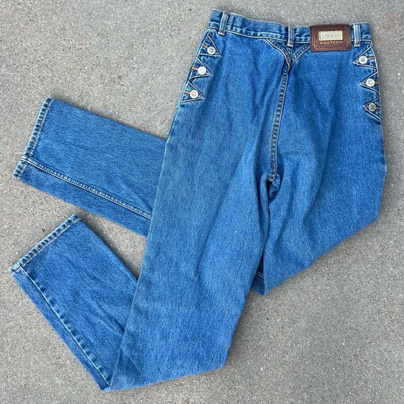 Vintage Lawman high-rise bareback Concho button detail cowgirl jeans ...
