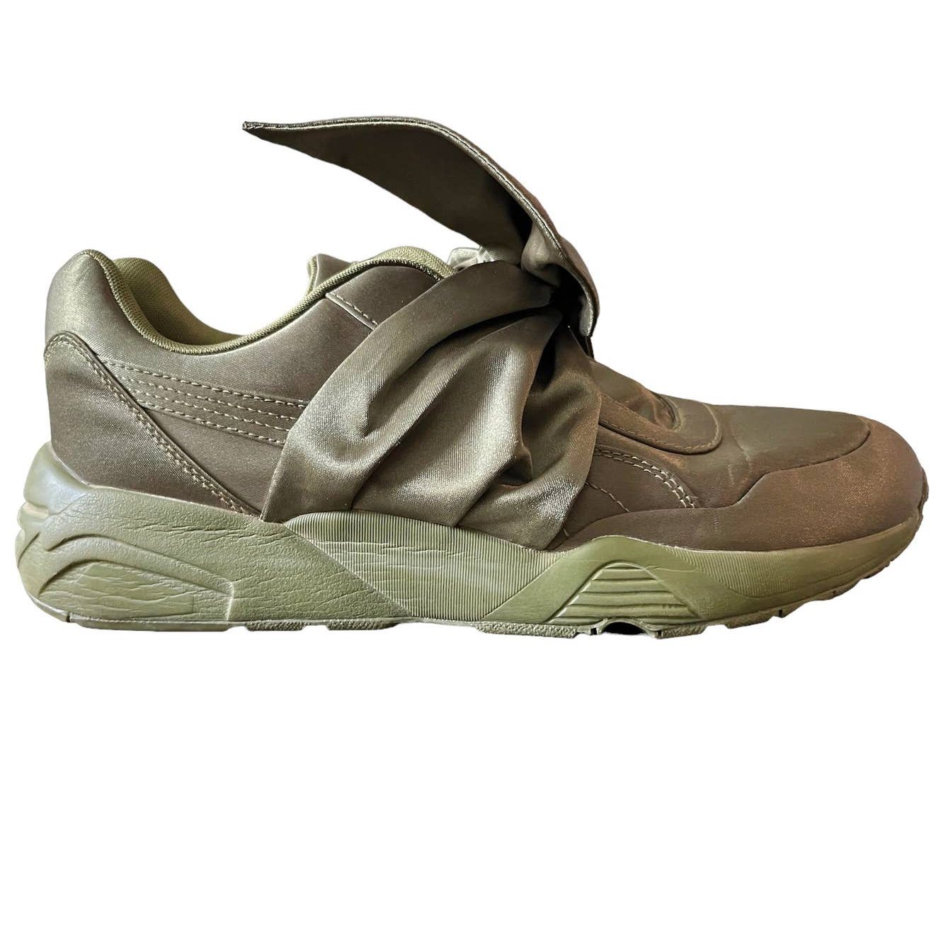 Puma Puma x Fenty Rihanna Size 9 Olive Green Satin Bow Sneakers | Grailed