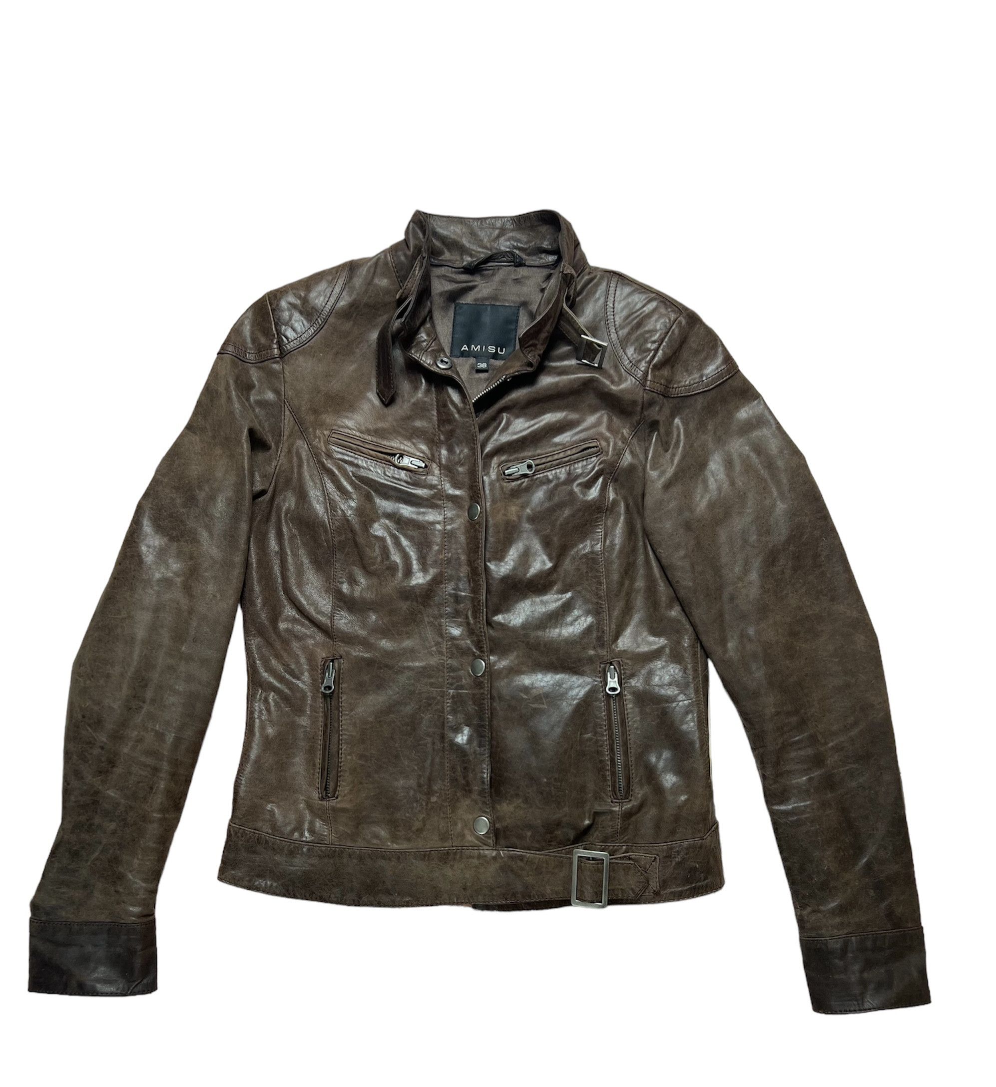Leather Leather Jacket Amisu.Leather Vintage Jacket brown💥🔥 | Grailed