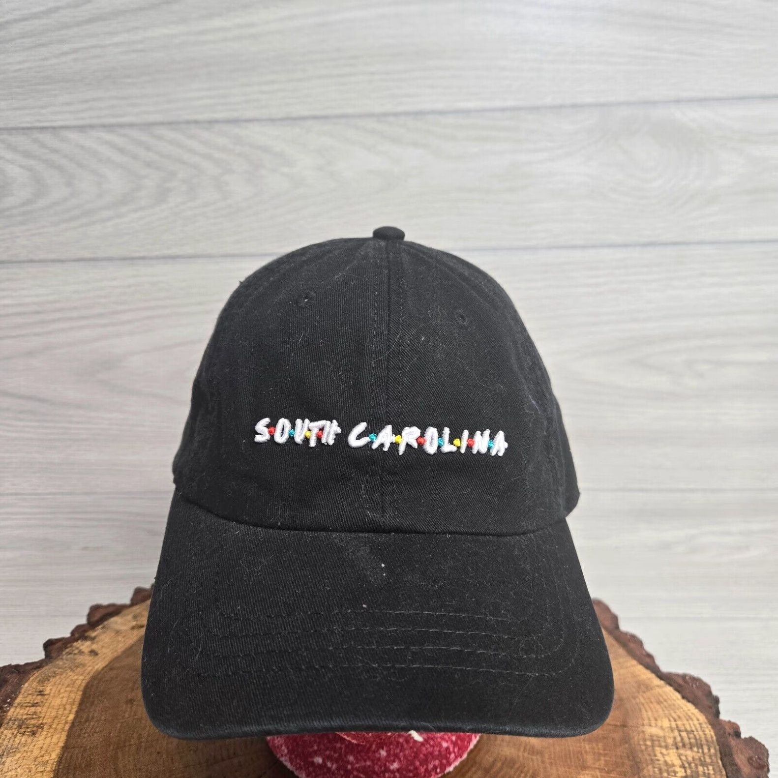 Vintage SC State Friends Font Black Baseball Cap Hat Featuring South ...