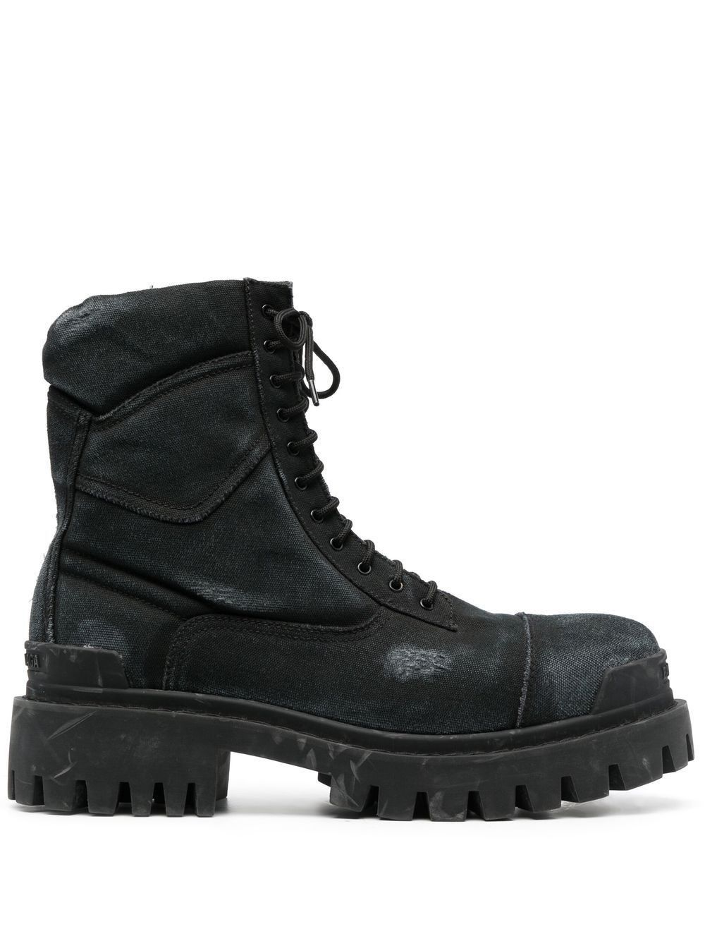 Balenciaga Balenciaga Black Strike Distressed Lace-Up Boots | Grailed