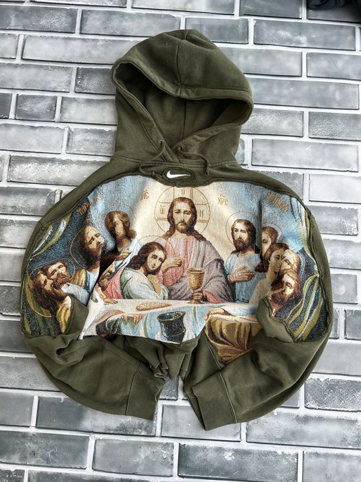 Nike Vintage Japanese Custome Jesus Nike Big Logo Hoodie 90s | Grailed