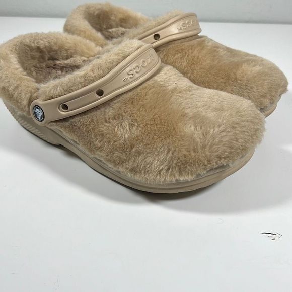 Crocs Crocs Unisex Classic Fure Sure Clog Fuzzy Slipper In Beige S ...