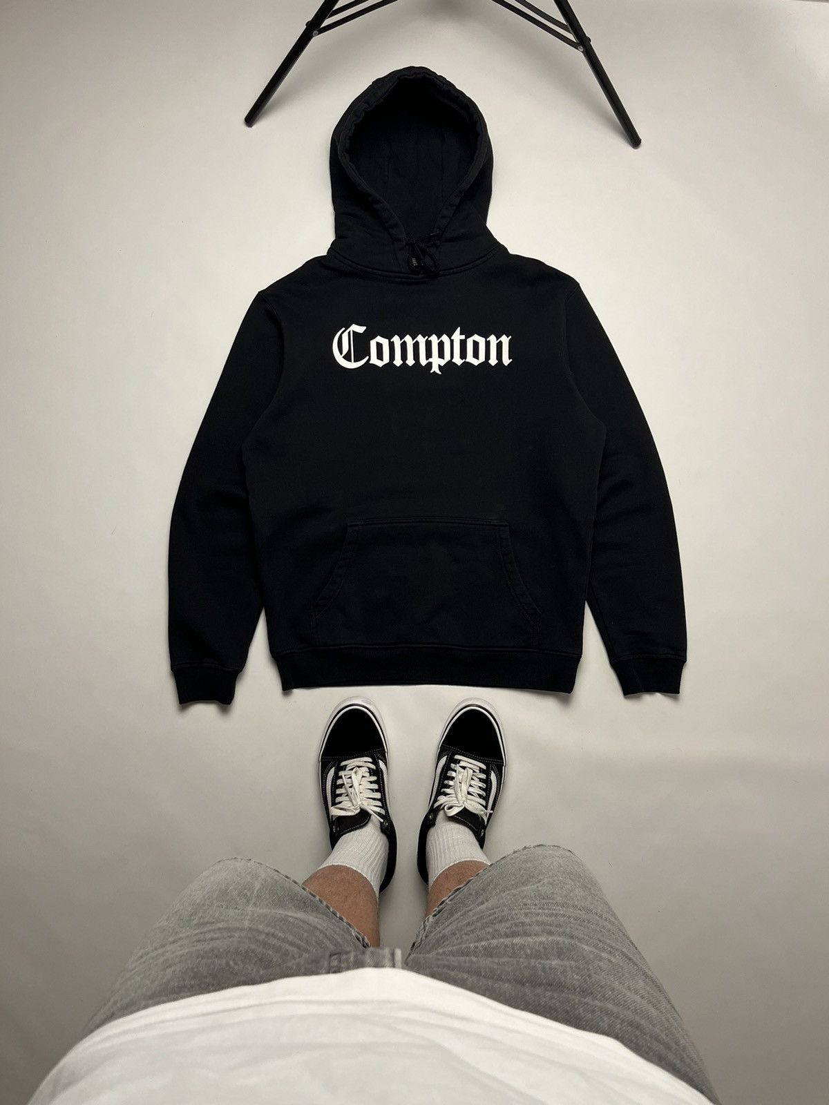 Streetwear × Vintage Vintage Compton Black Hoodie | Grailed