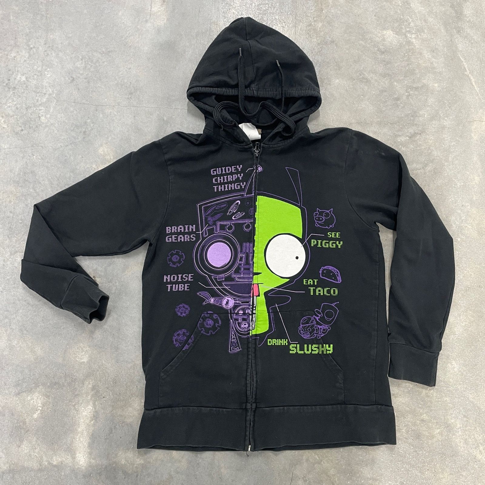 Nickelodeon New Men's Invader Zim Gir Characters Zip Up Hoodie DOOM ...