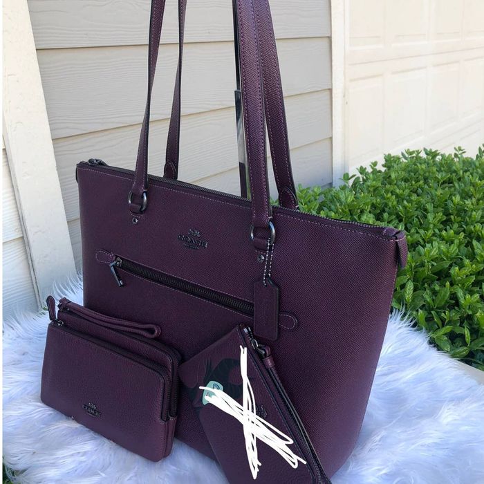 Coach New Coach Gallery Tote BOYSENBERRY And Doble Zip Wallet Set | Grailed