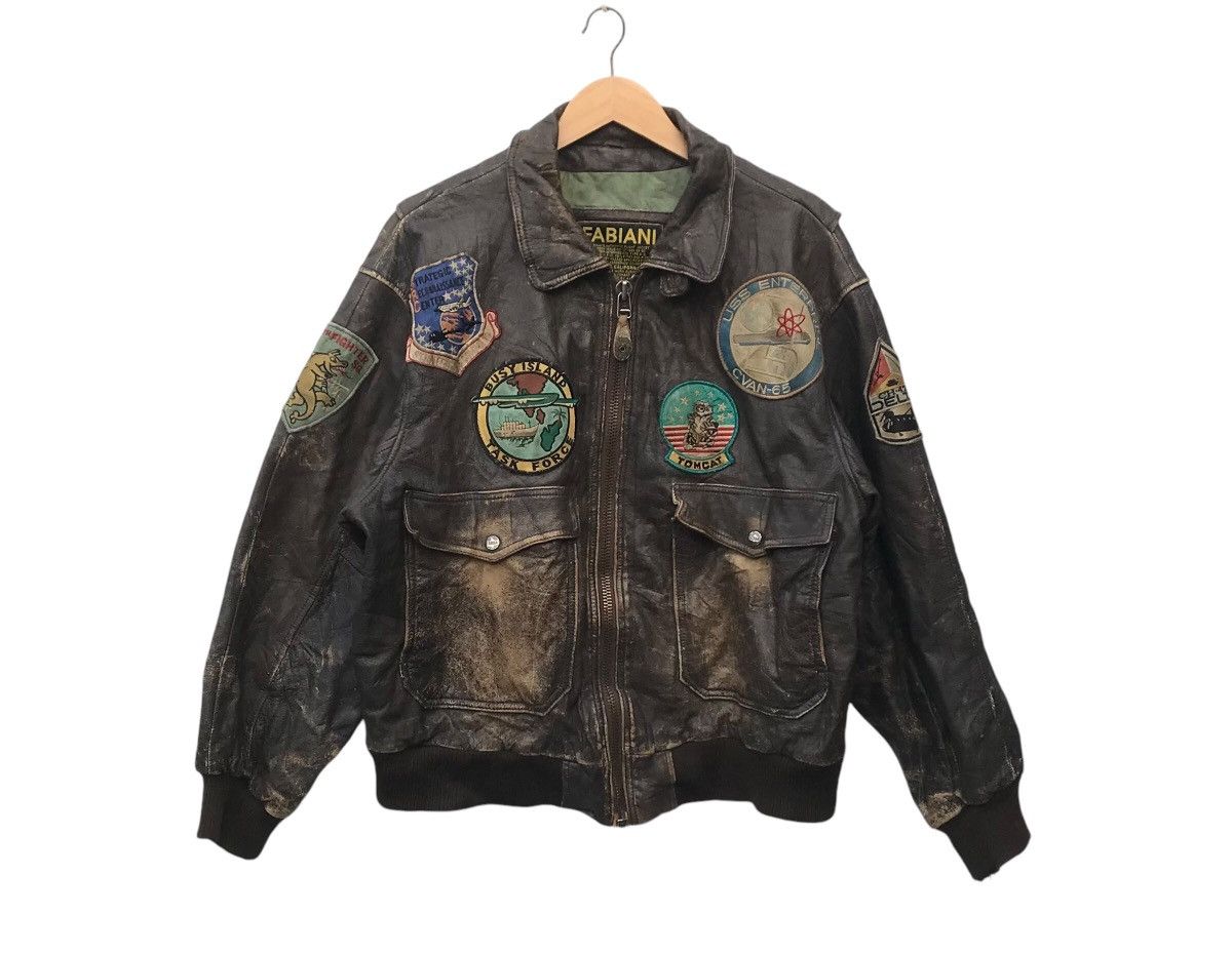 Leather Jacket × Military × Vintage Vintage Fabiani Military Patches ...