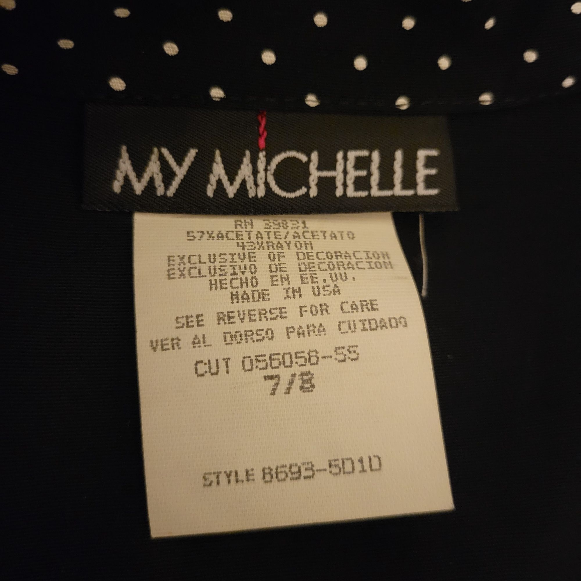Vintage My Michelle 7/8 Black White Polka Dot Midi Dress Collar Doub ...