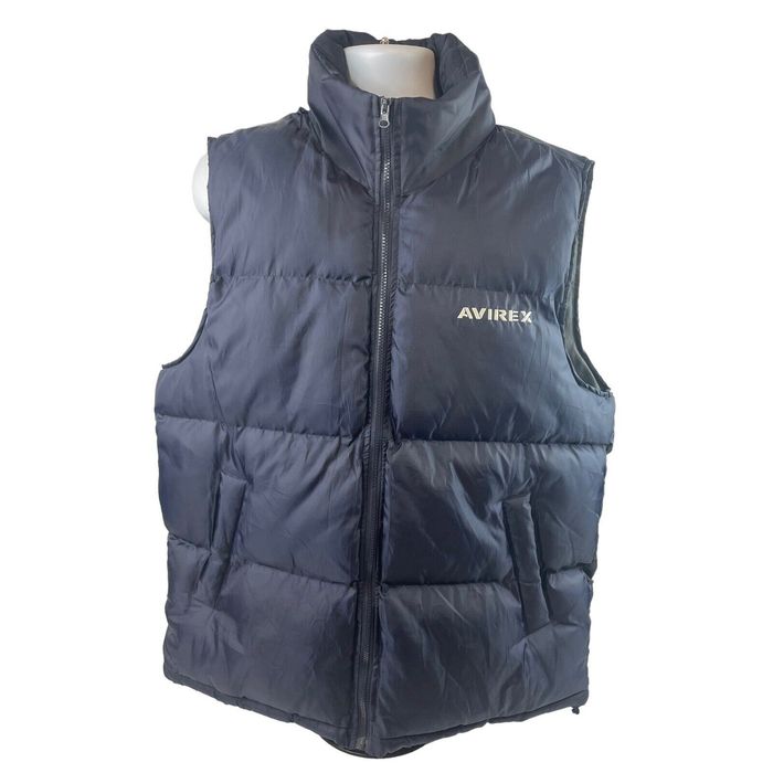 Avirex Avirex Puffer Vest Mens Medium Navy Blue Full Zip Puffer Vest w ...