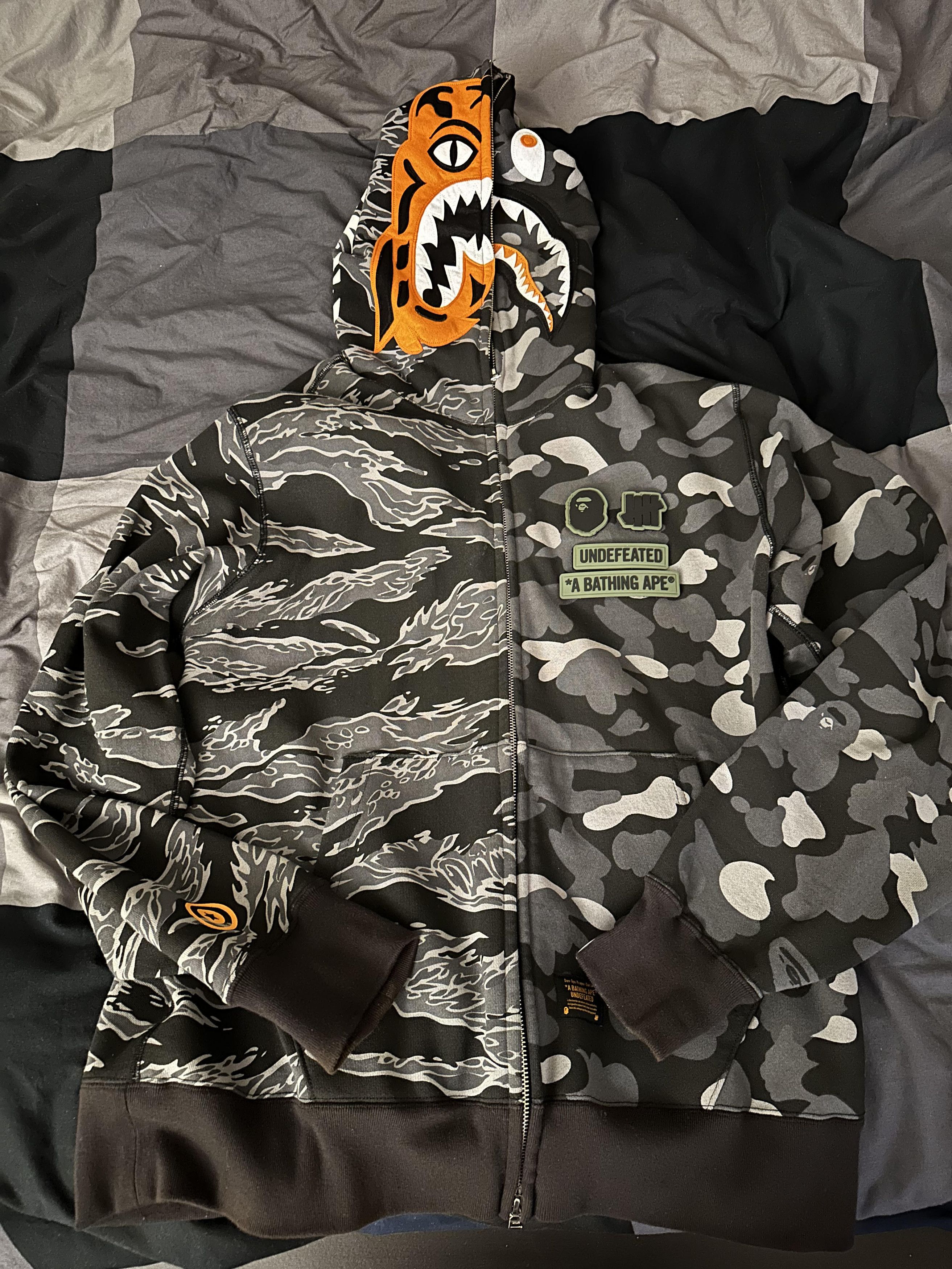 Bape × Undefeated Bape x Undefeated Tiger Shark Full Zip Hoodie | Grailed