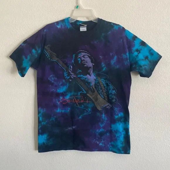 Vintage Liquid Blue Jimi Hendrix Tie Dye AOP Band Tee Shirt | Grailed
