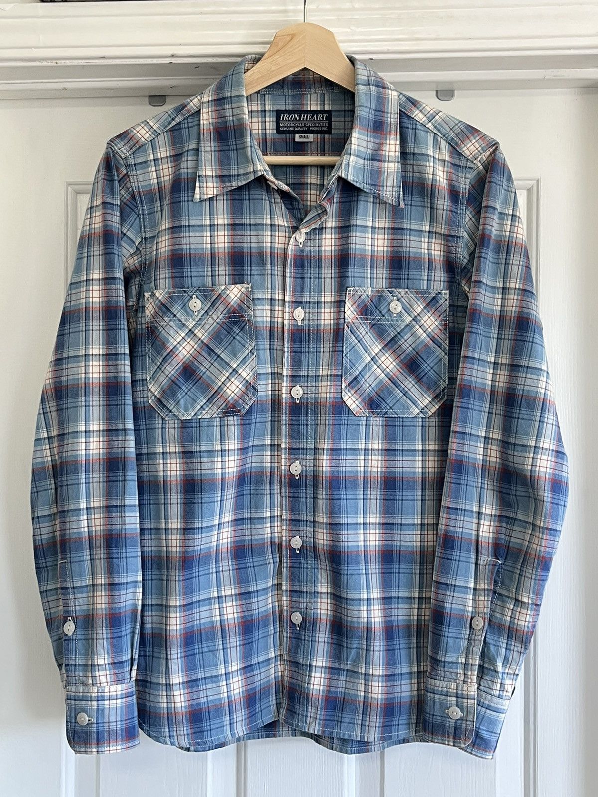 Iron Heart Iron Heart 5.5 oz Selvedge Madras Check Work Shirt Small ...