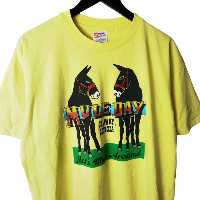 Vintage Vintage Mule Day Calvary Georgia T Shirt USA Yellow Large L ...
