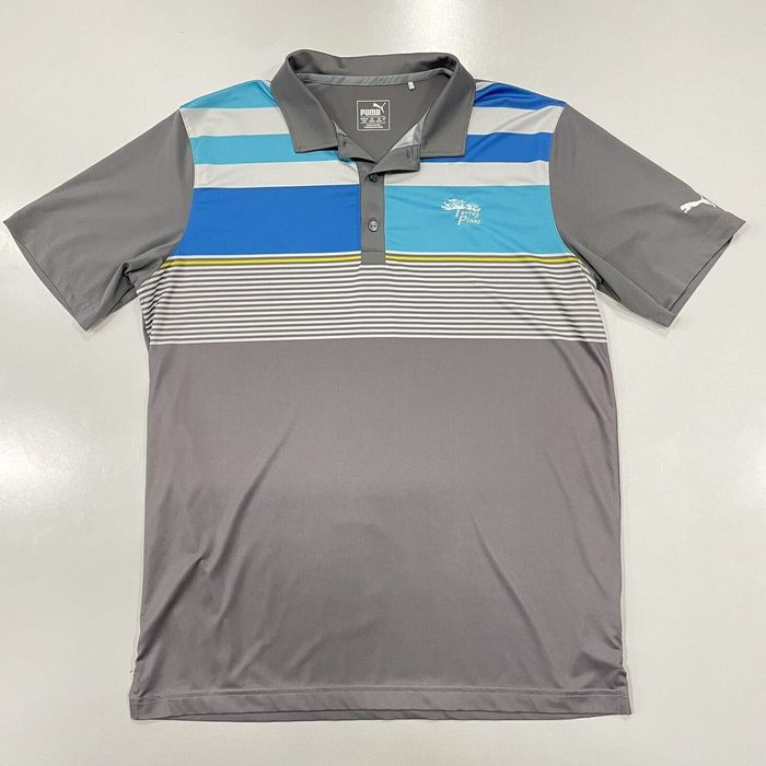 Puma Puma Men’s Golf Polo Shirt Dry Cell Gray Stripe Torrey Pines | Grailed