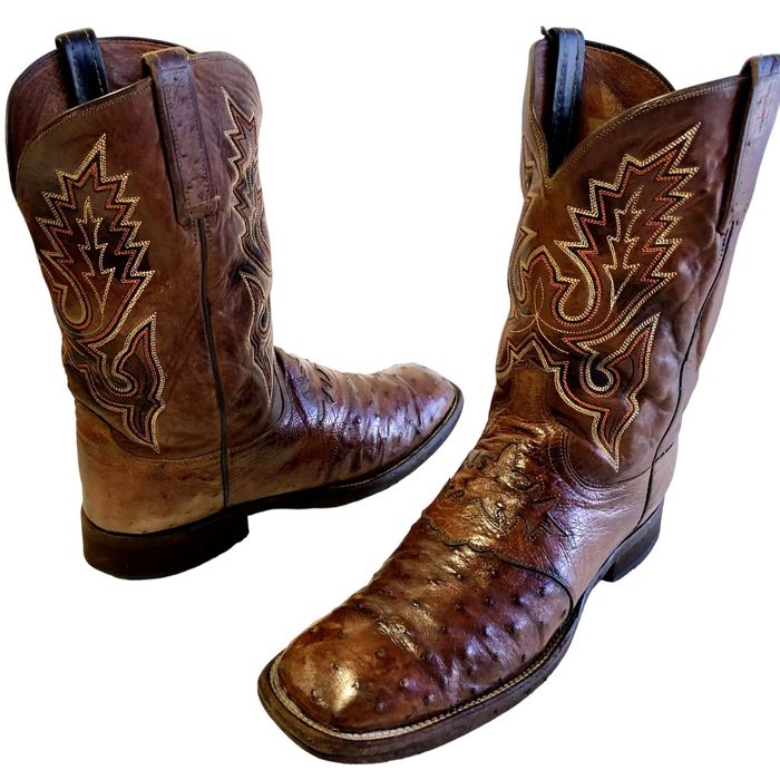 Lucchese Lucchese 2000 Full OSTRICH QUILL Cowboy Western INLAY Boots ...