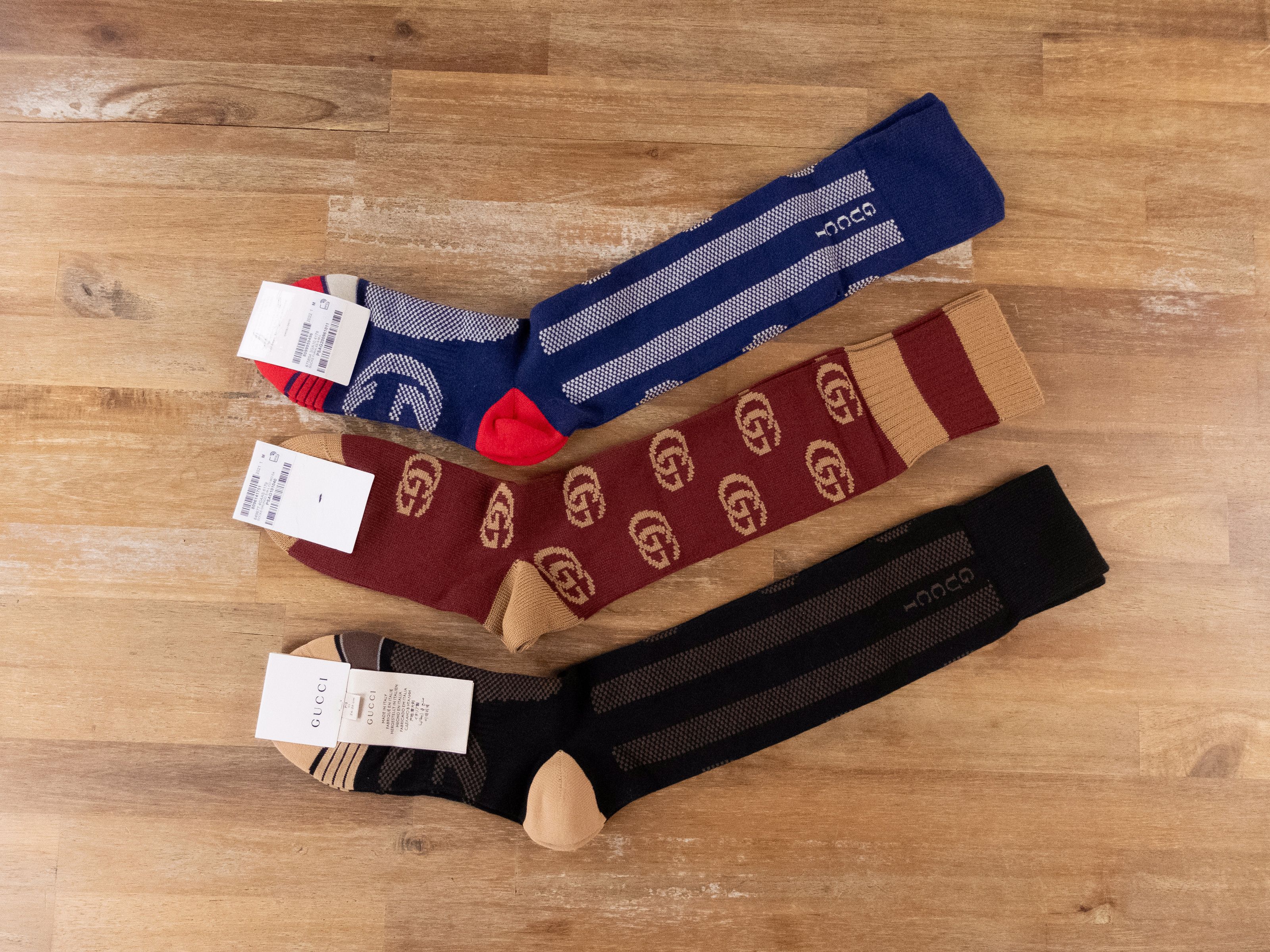 Gucci GUCCI 3 pairs interlocking G logo cotton knitted high socks | Grailed