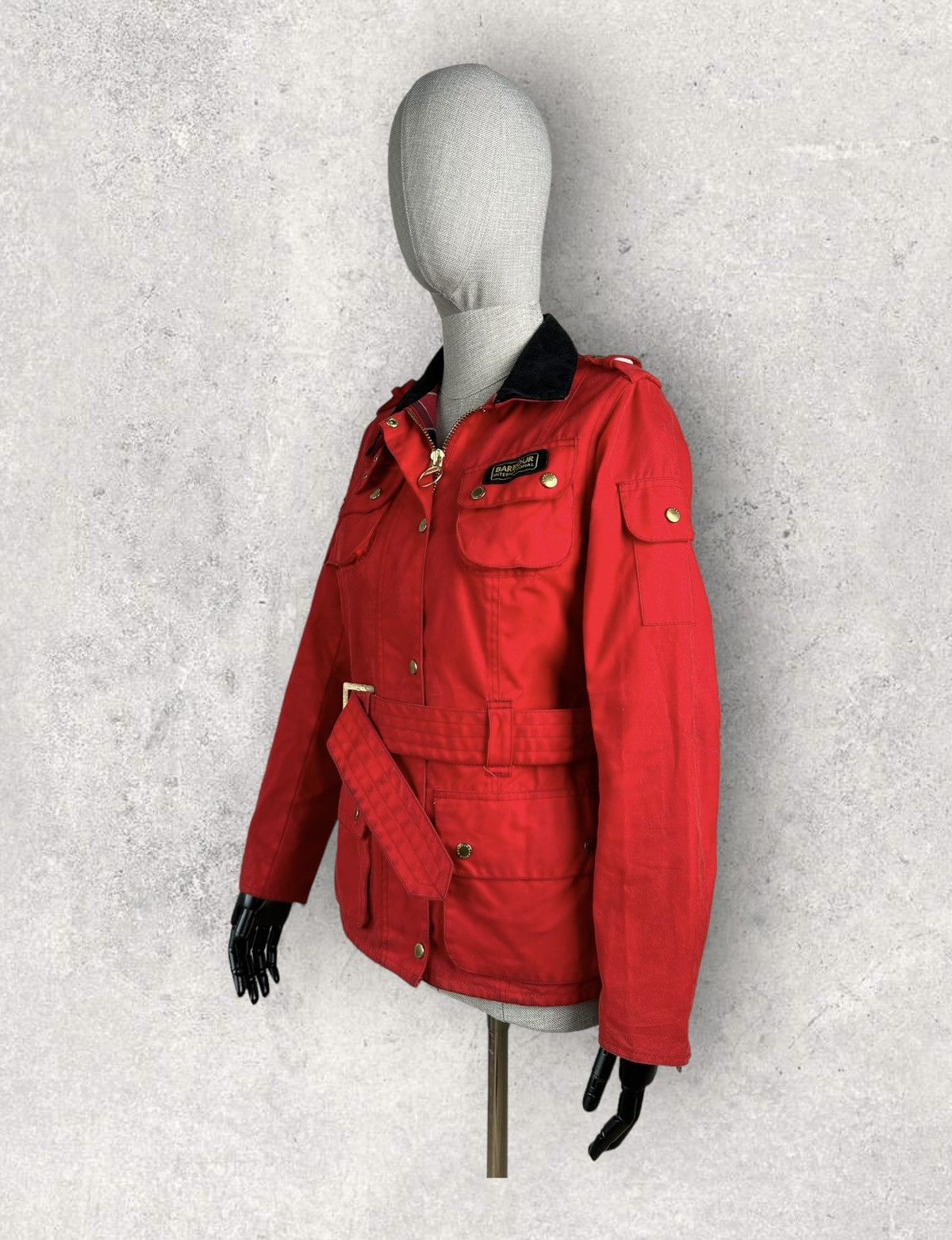 Barbour Womens Barbour International Red Wax Biker Belted Jacket | Grailed