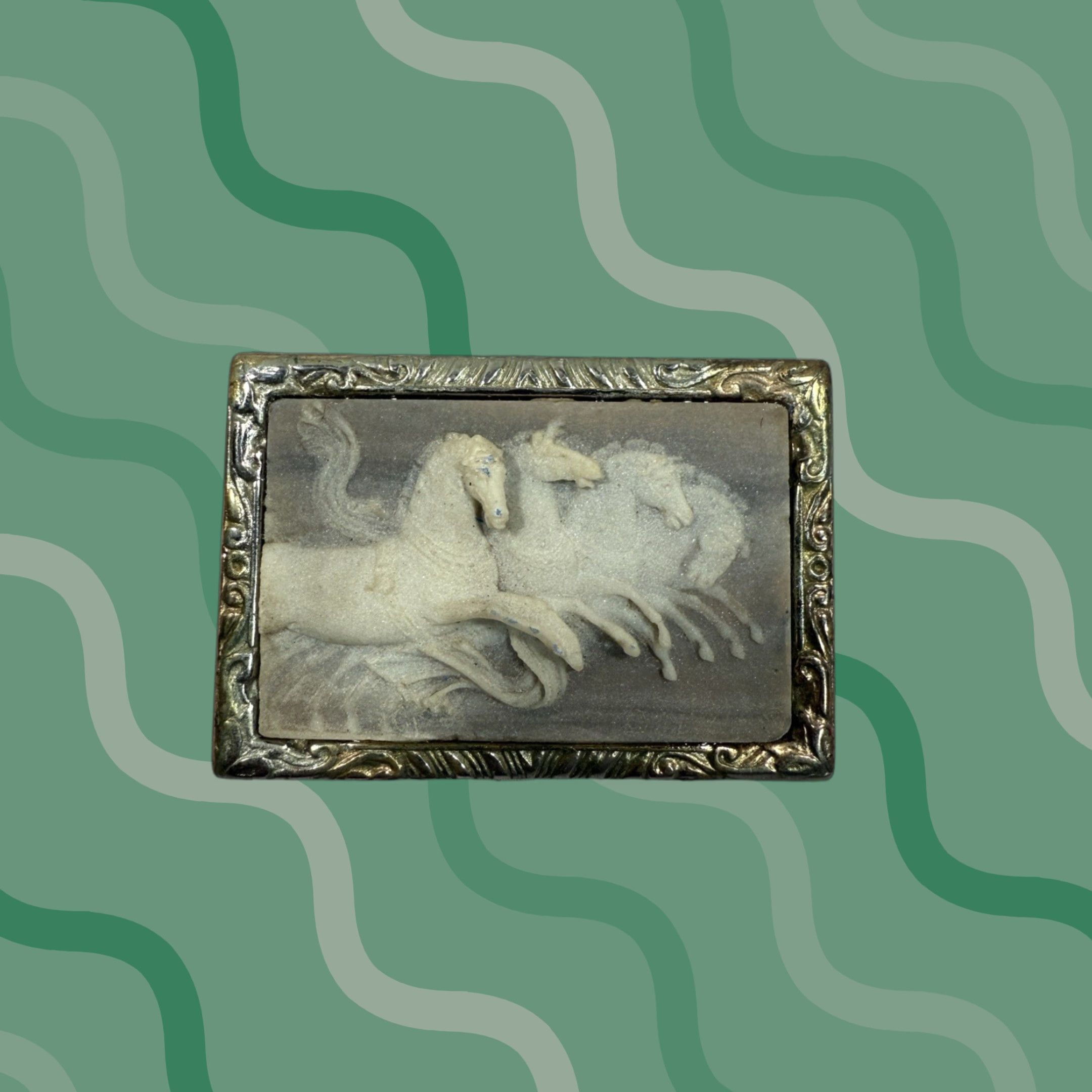 Vintage VINTAGE Incolay Studios Brass Belt Buckle Multi-Color Horses ...