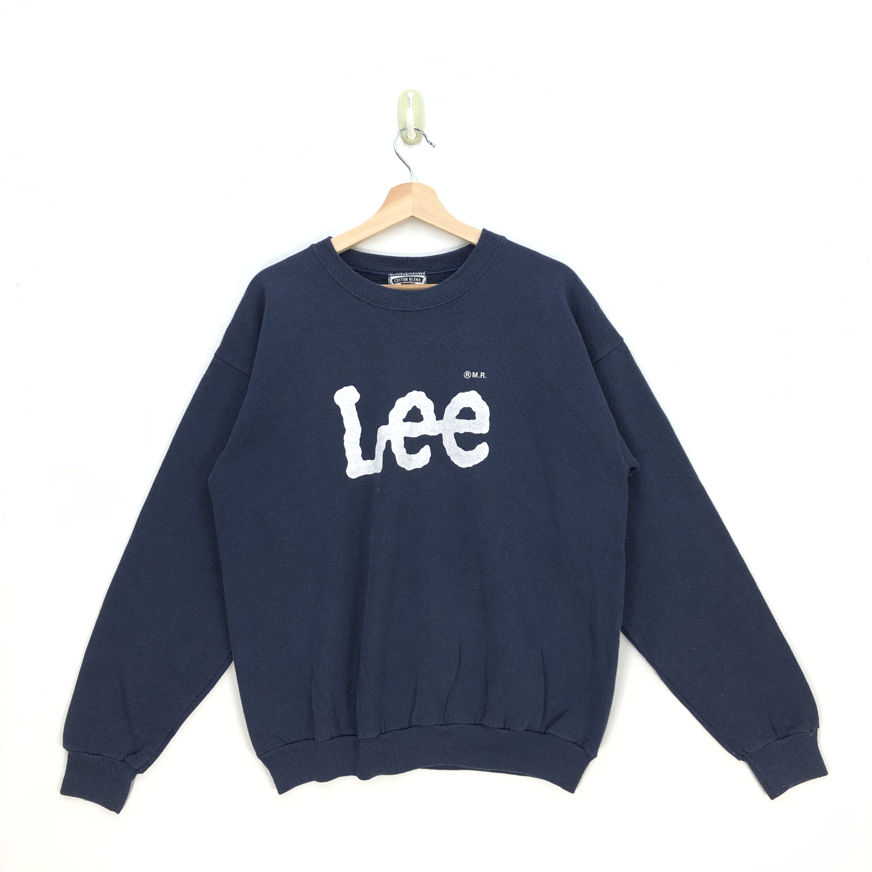 Lee × Made In Usa × Vintage Vintage 90s Lee Sweatshirt Navy Blue Lee ...