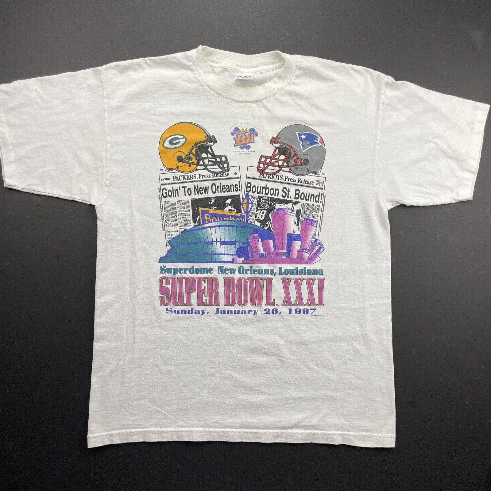 NFL Vintage 90s 1997 NFL Super Bowl XXXI Packers Patriots Tee XL | Grailed