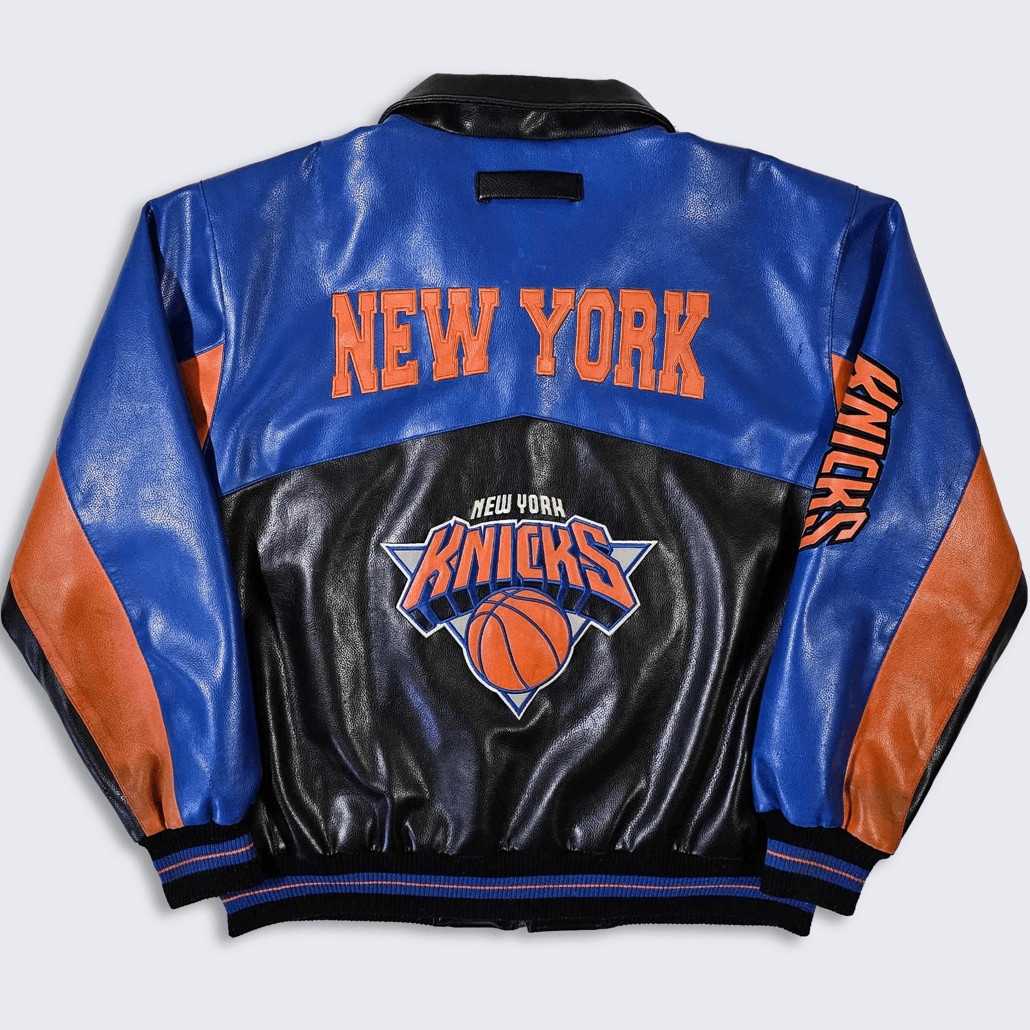 Nba Vintage New York Knicks 90s Carl Banks Leather Bomber Jacket