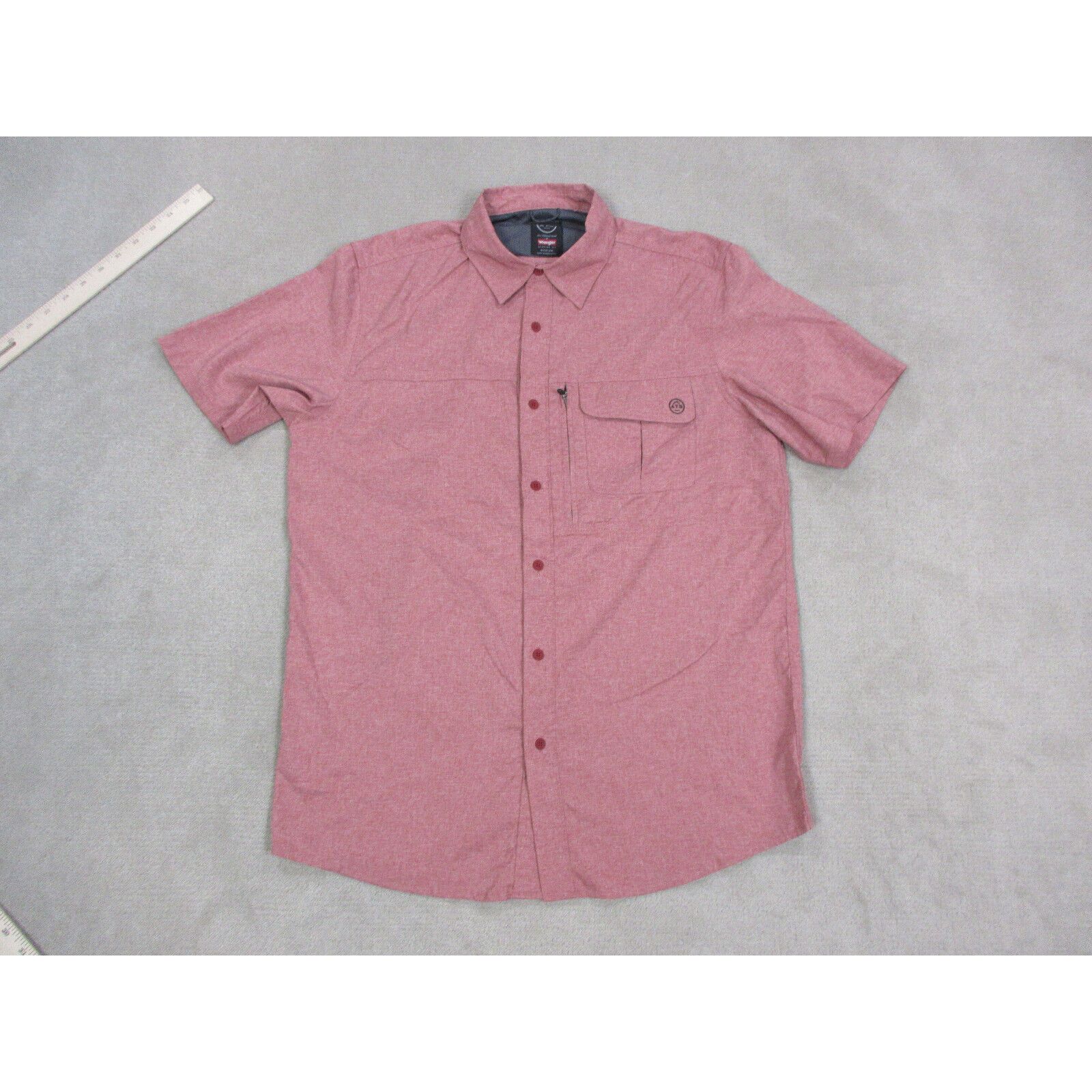 Wrangler Wrangler ATG Shirt Mens Medium Red Button Up Short Sleeve All ...