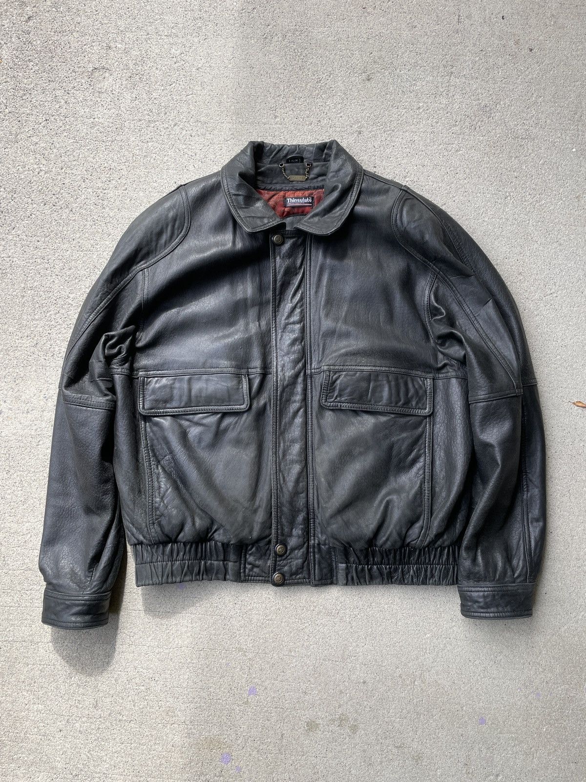 Leather Jacket × Streetwear × Vintage Vintage Boxy Black Leather Jacket ...