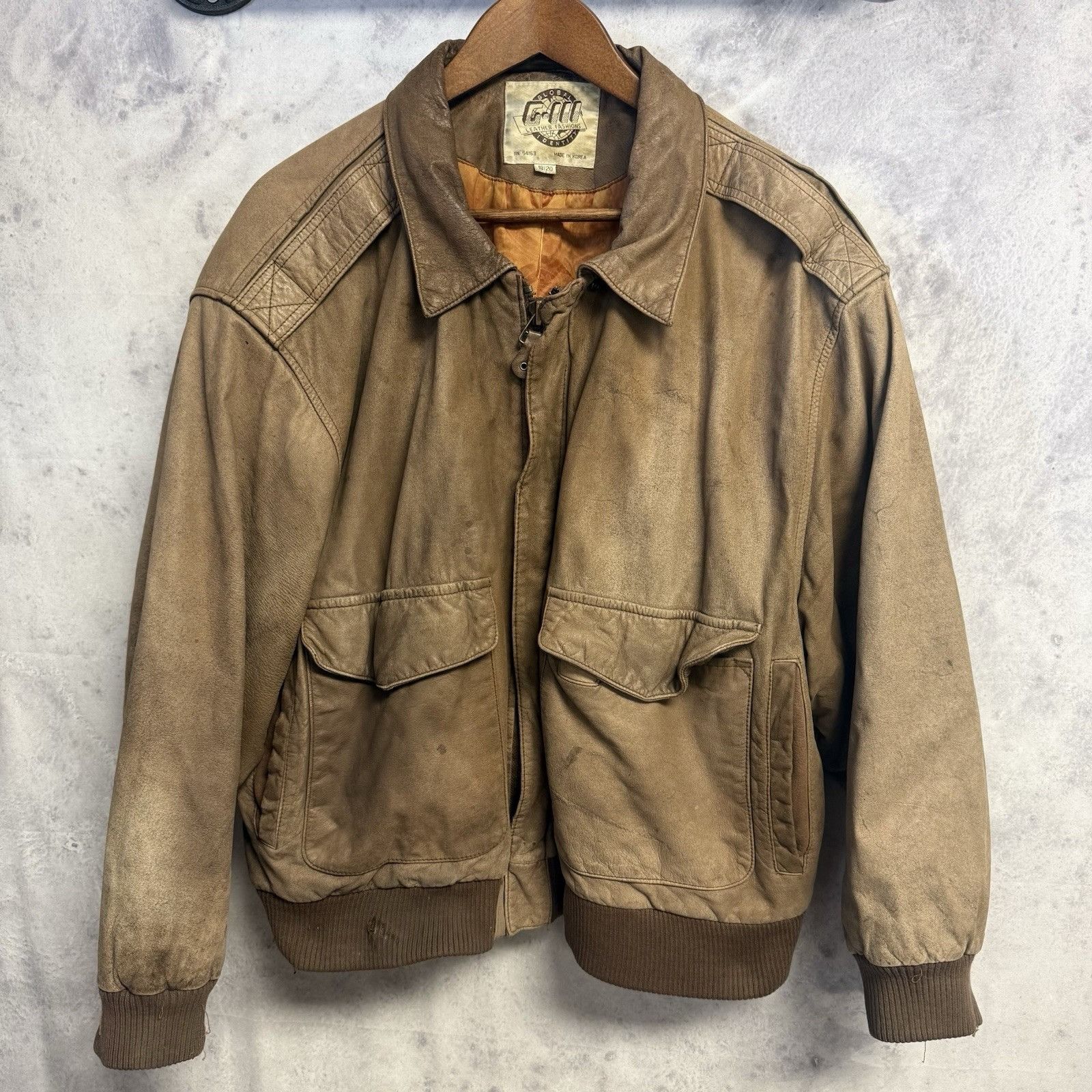 Vintage G-III Global Identity Leather Bomber Jacket Brown Korea Size ...