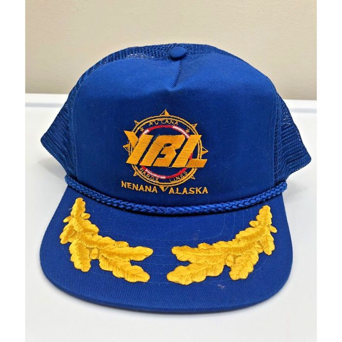 Vintage Alaska Hat Mens Snapback Cap Blue Gold Leaf Brim Rope Trucker ...