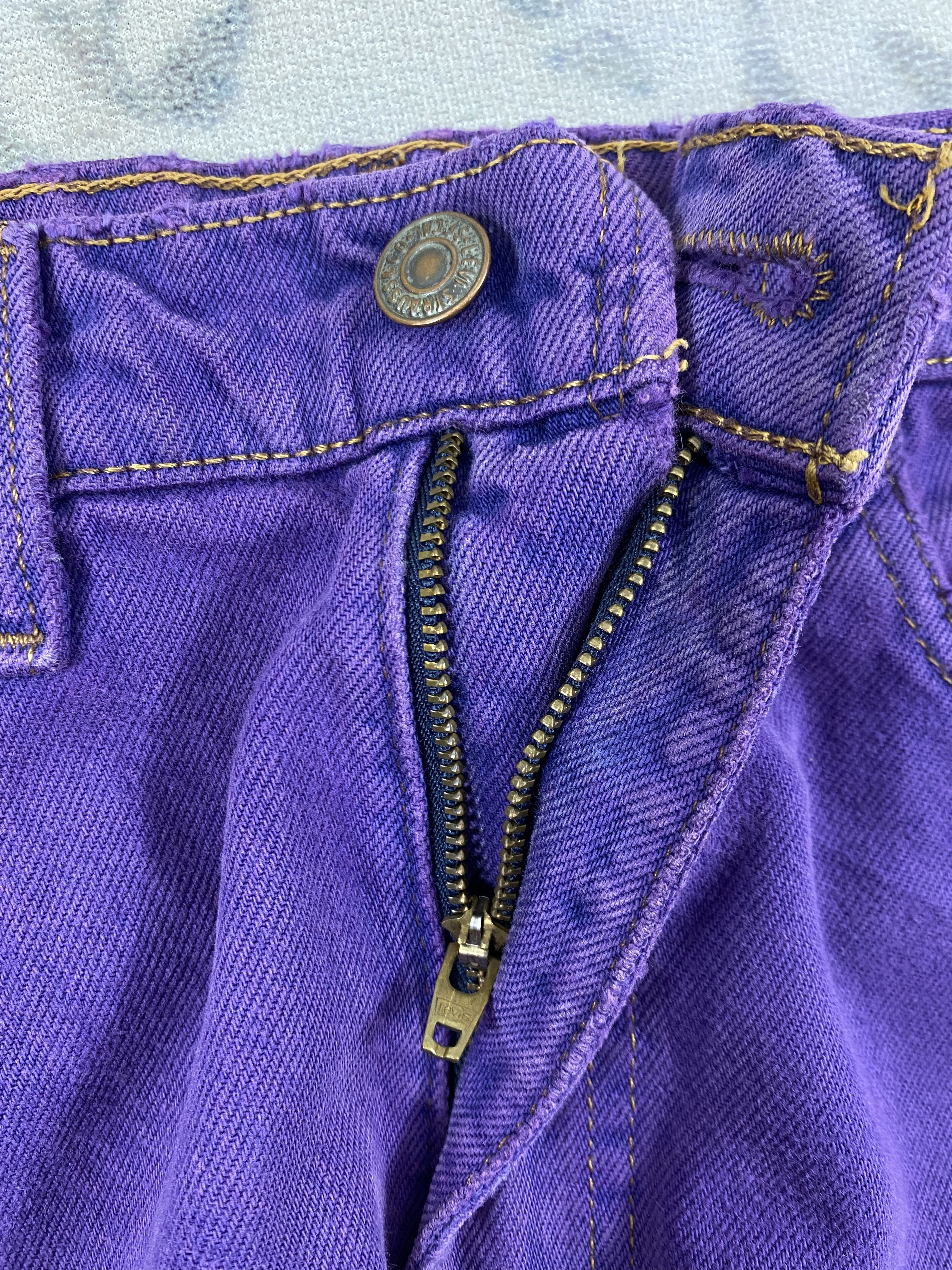 Japanese Brand Vintage 90s Levi's 550 Relaxed Fit Purple Cut Off Denim ...