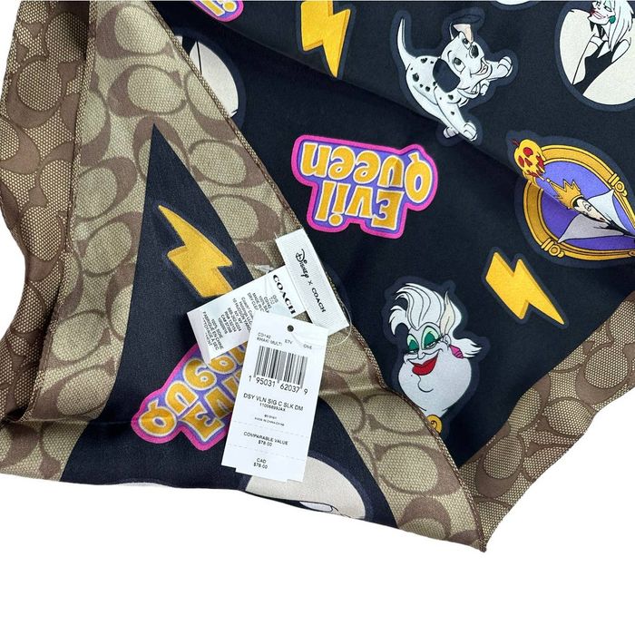 Coach Coach Disney Signature Villains Print Silk Diamond Scarf | Grailed