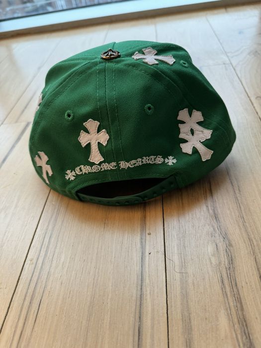 Chrome Hearts Chrome hearts (DS) green leather cross snapback | Grailed