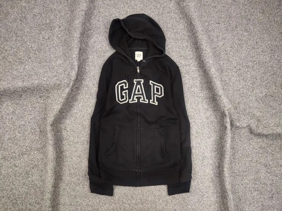 Gap × Streetwear × Vintage Vintage Gap Black Logo Classic Zip Hoodie Y2K Hype Style | Grailed