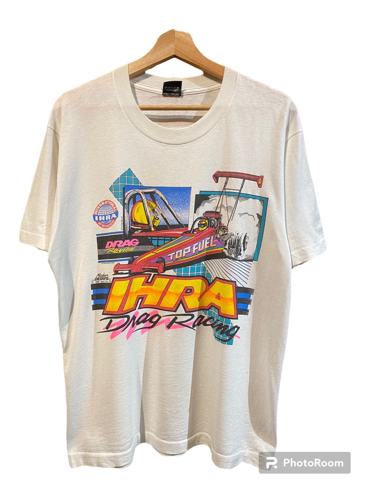 Vintage Vintage 90s IHRA Drag Racing Hot Rod Single Stitch White Tee | Grailed